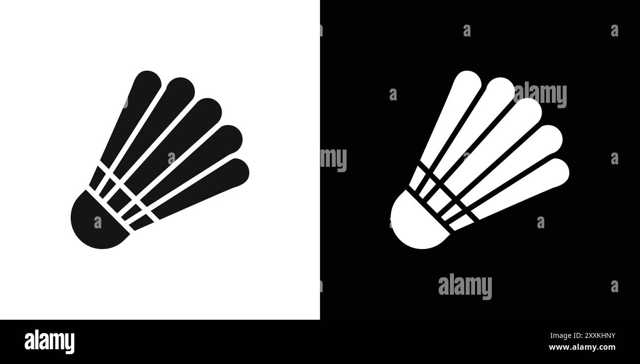 Shuttlecock Icon logo sign vector outline in black and white color ...