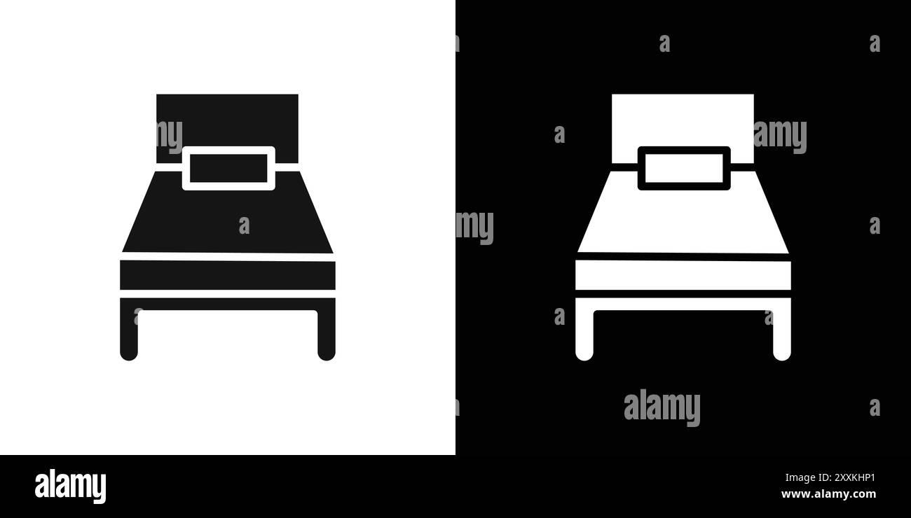 Single bed icon logo sign vector outline in black and white color Stock ...