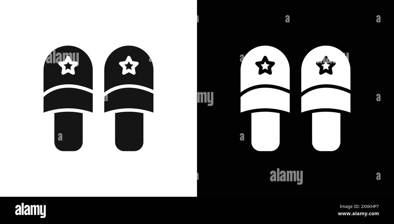 Slippers icon logo sign vector outline in black and white color Stock ...