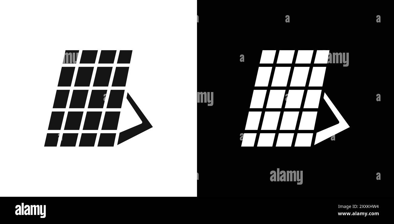 Solar collector icon logo sign vector outline in black and white color ...