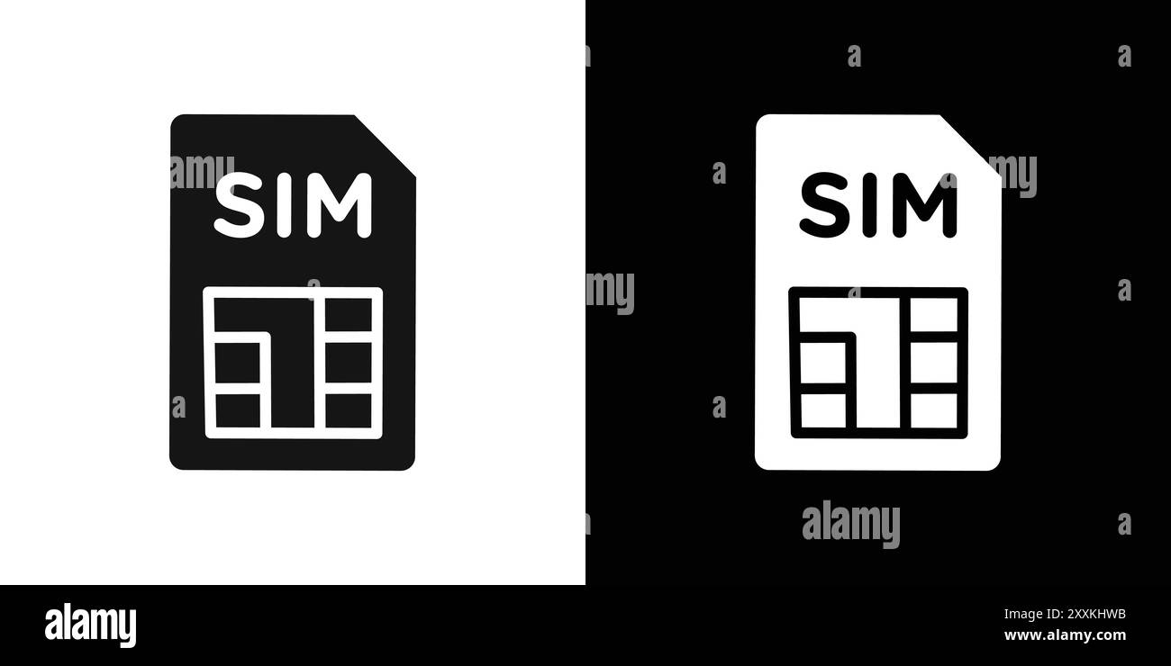 sim card icon logo sign vector outline in black and white color Stock ...