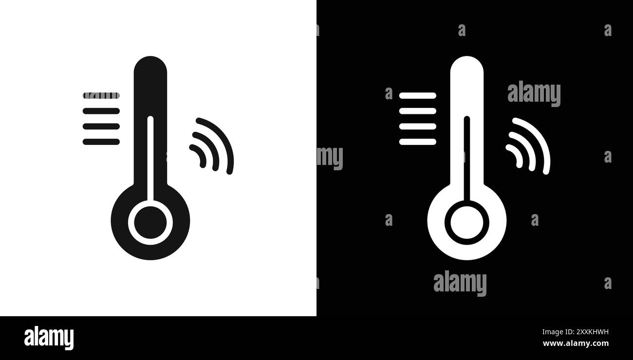 smart temperature icon logo sign vector outline in black and white color Stock Vector Image ...