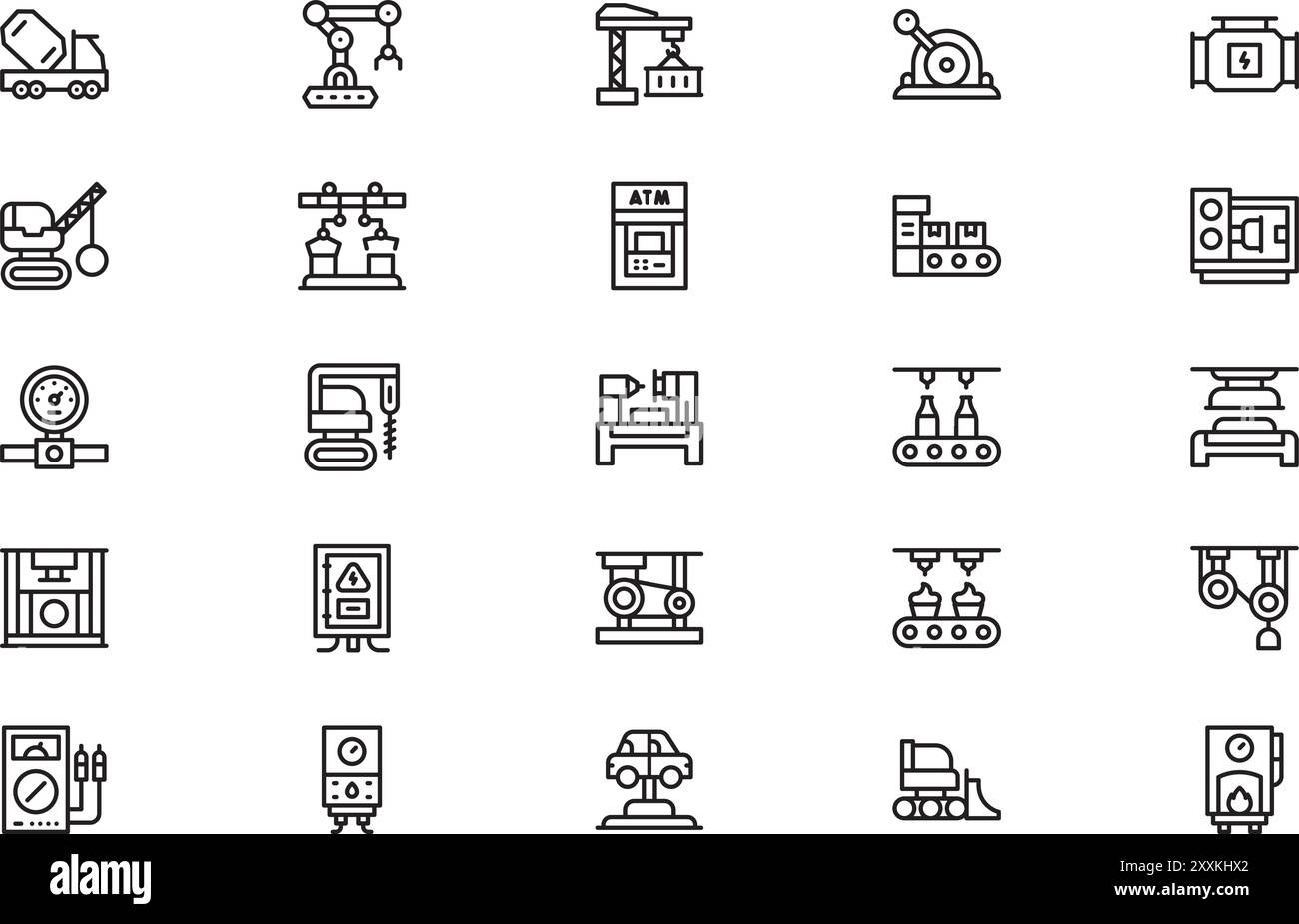 Machinery icons collection is a vector illustration with editable stroke Stock Vector Image ...