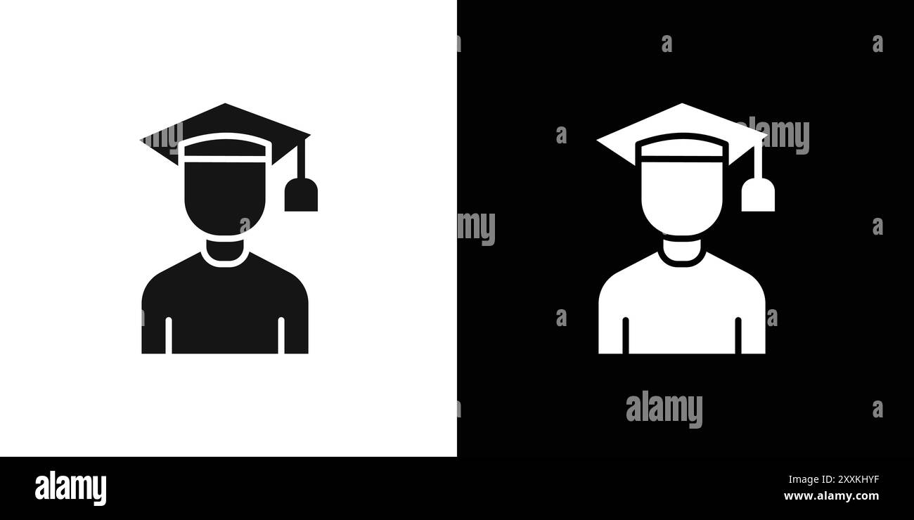 Student icon logo sign vector outline in black and white color Stock ...