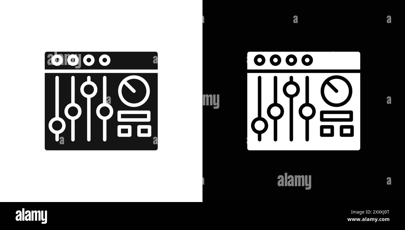 Sound mixer icon logo sign vector outline in black and white color ...