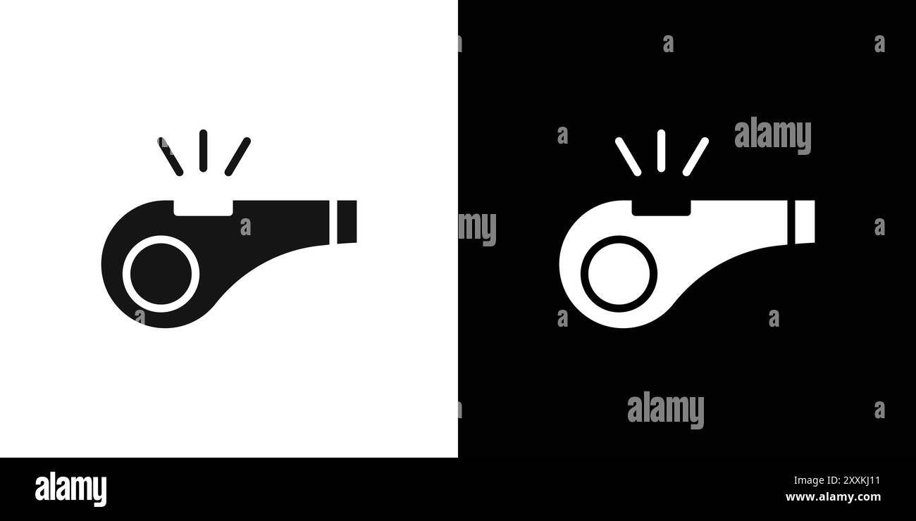 Whistle icon logo sign vector outline in black and white color Stock ...
