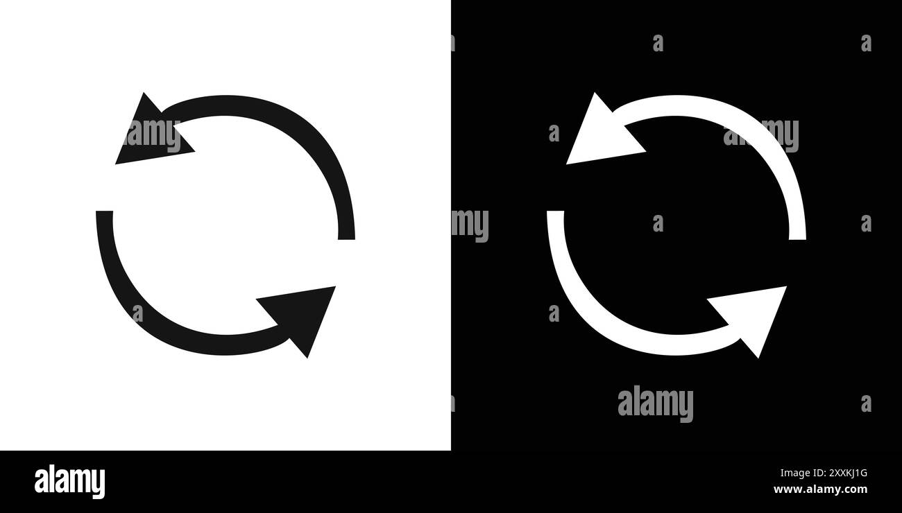 Synchronization icon logo sign vector outline in black and white color Stock Vector Image & Art ...