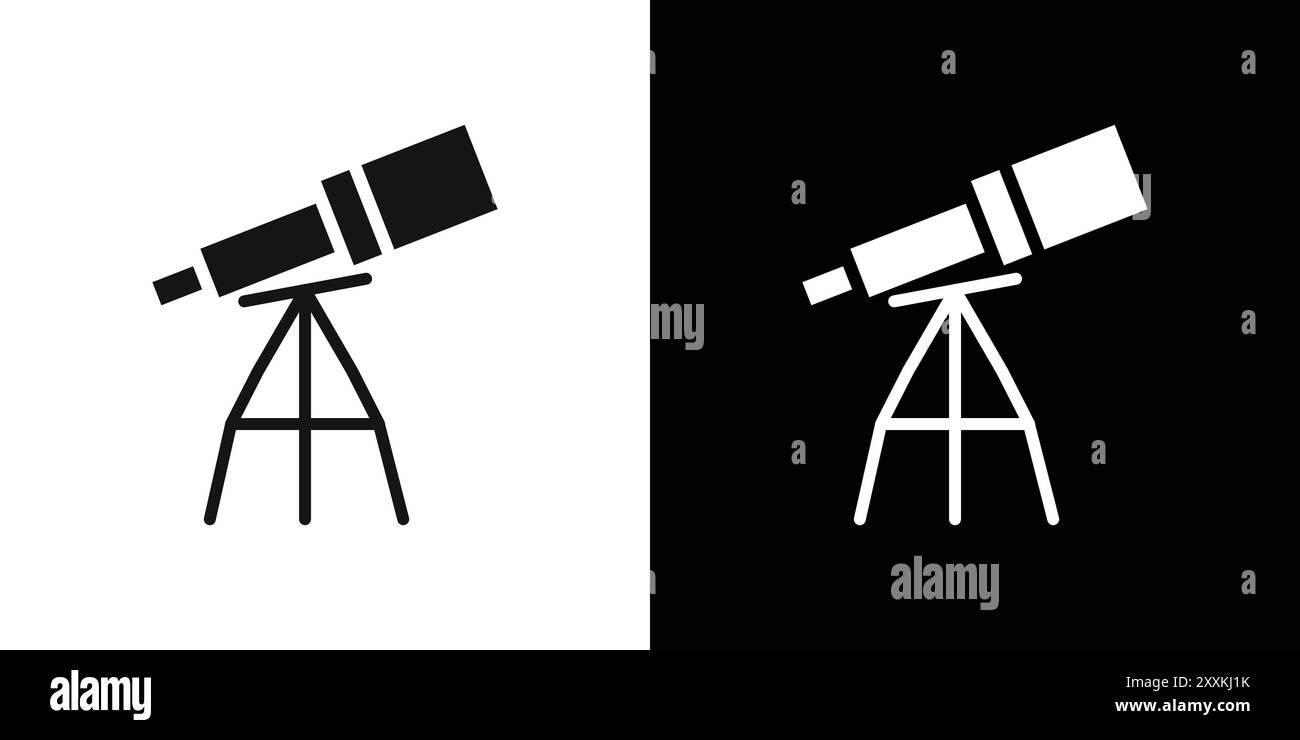 Telescope icon logo sign vector outline in black and white color Stock ...