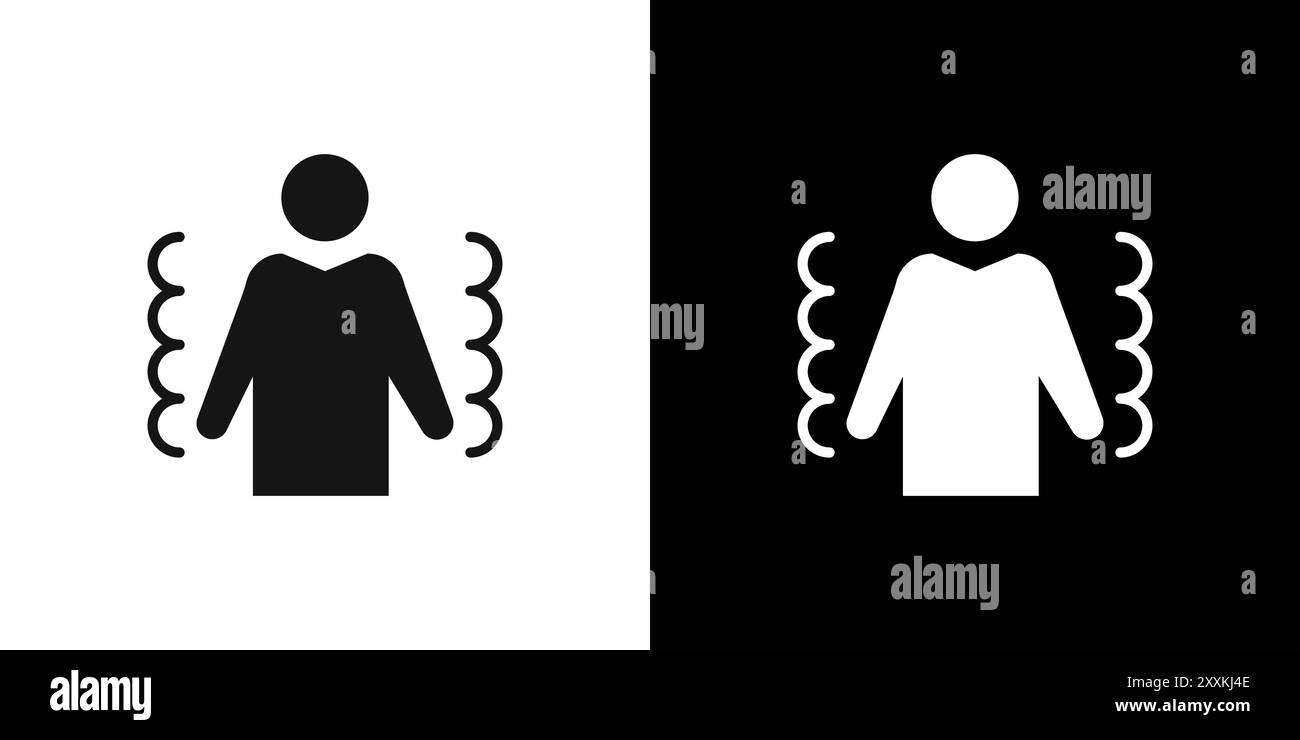 Trembling icon logo sign vector outline in black and white color Stock ...