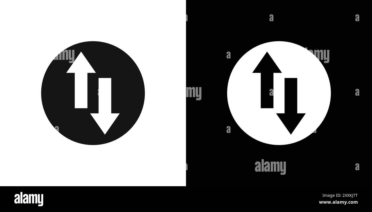Up and down arrows icon logo sign vector outline in black and white color Stock Vector Image ...