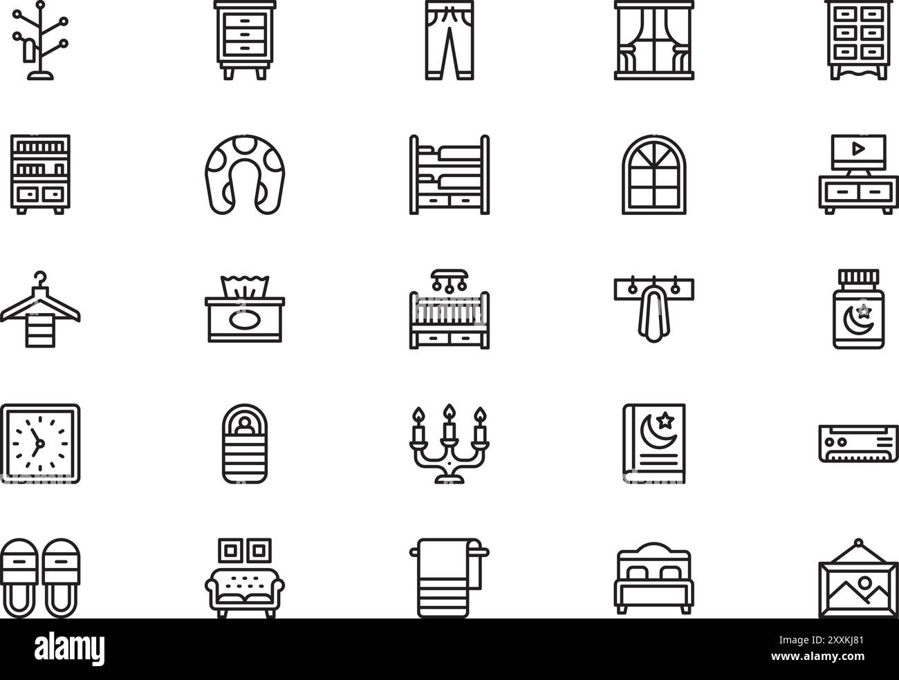Bedroom icons collection is a vector illustration with editable stroke ...