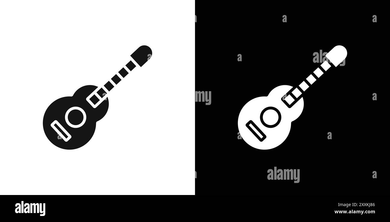 Ukelele icon logo sign vector outline in black and white color Stock ...