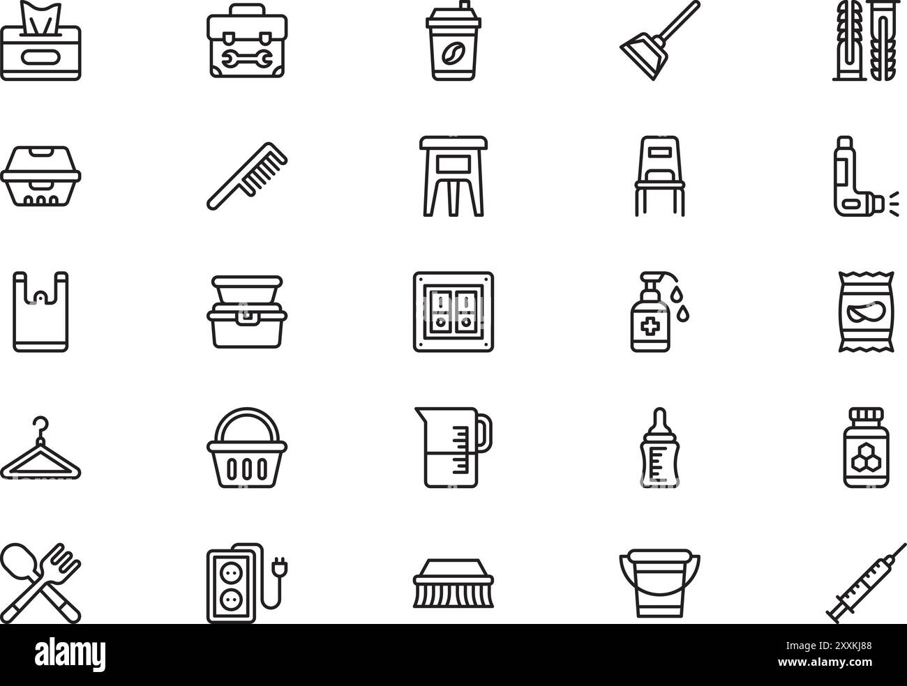 Plastic products icons collection is a vector illustration with editable stroke Stock Vector ...