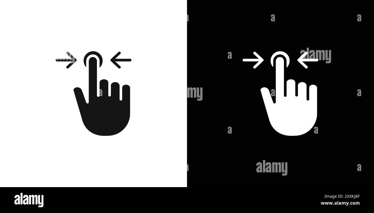 Three fingers horizontal scroll icon logo sign vector outline in black ...