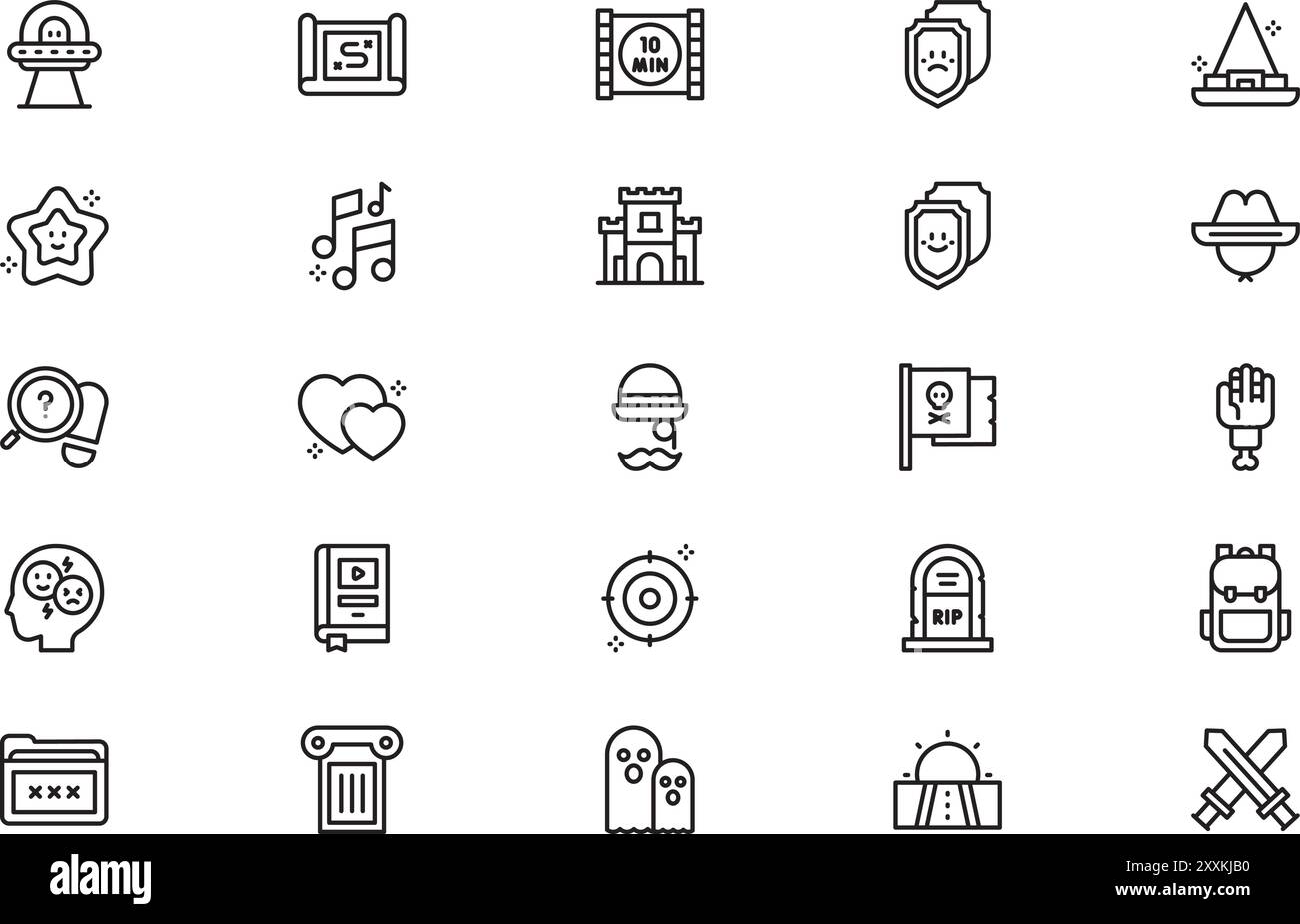 Films genre icons collection is a vector illustration with editable ...