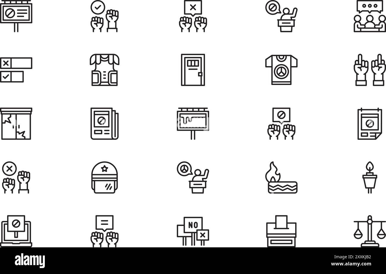 Protest icons collection is a vector illustration with editable stroke ...