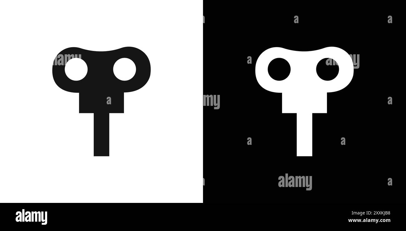 Wind up key icon logo sign vector outline in black and white color ...