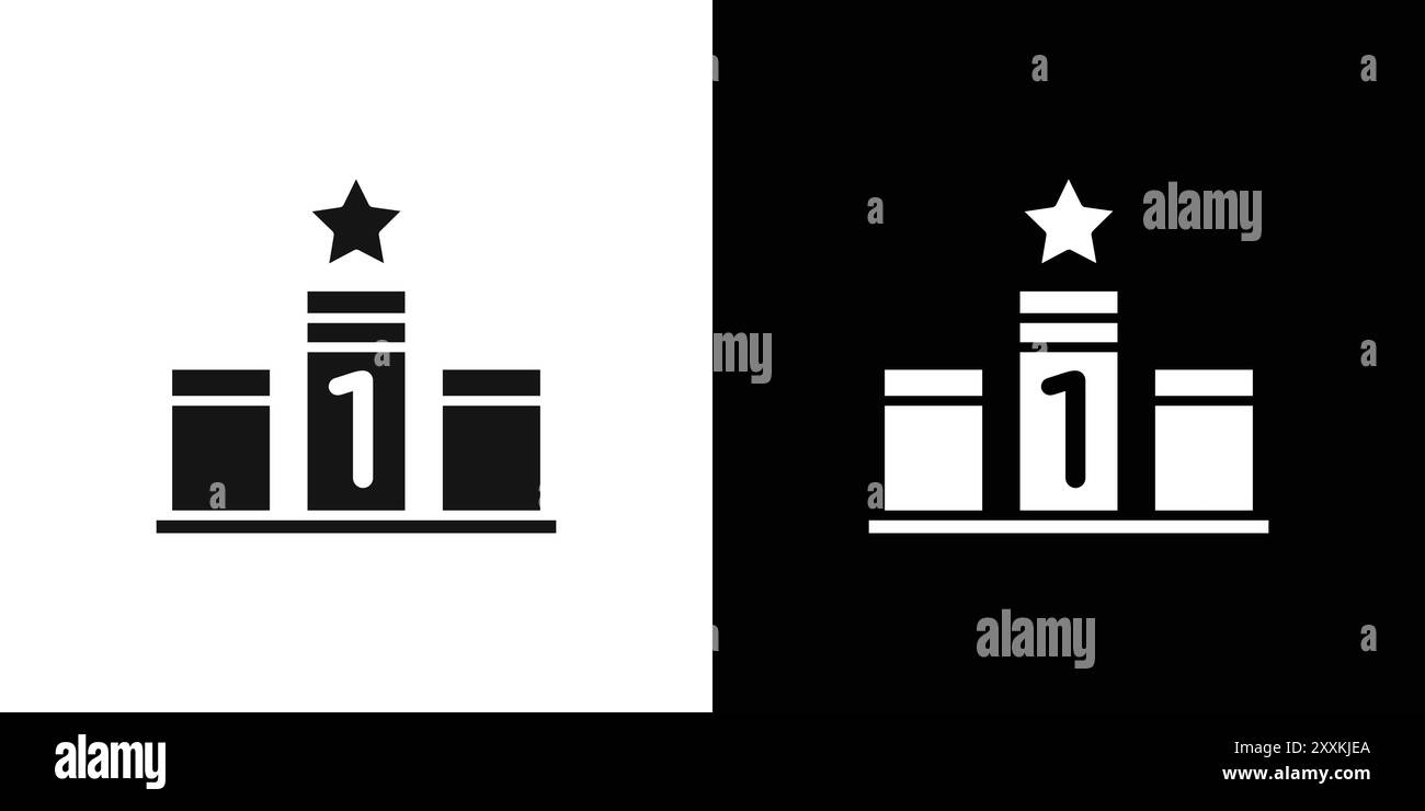 winner podium icon logo sign vector outline in black and white color ...