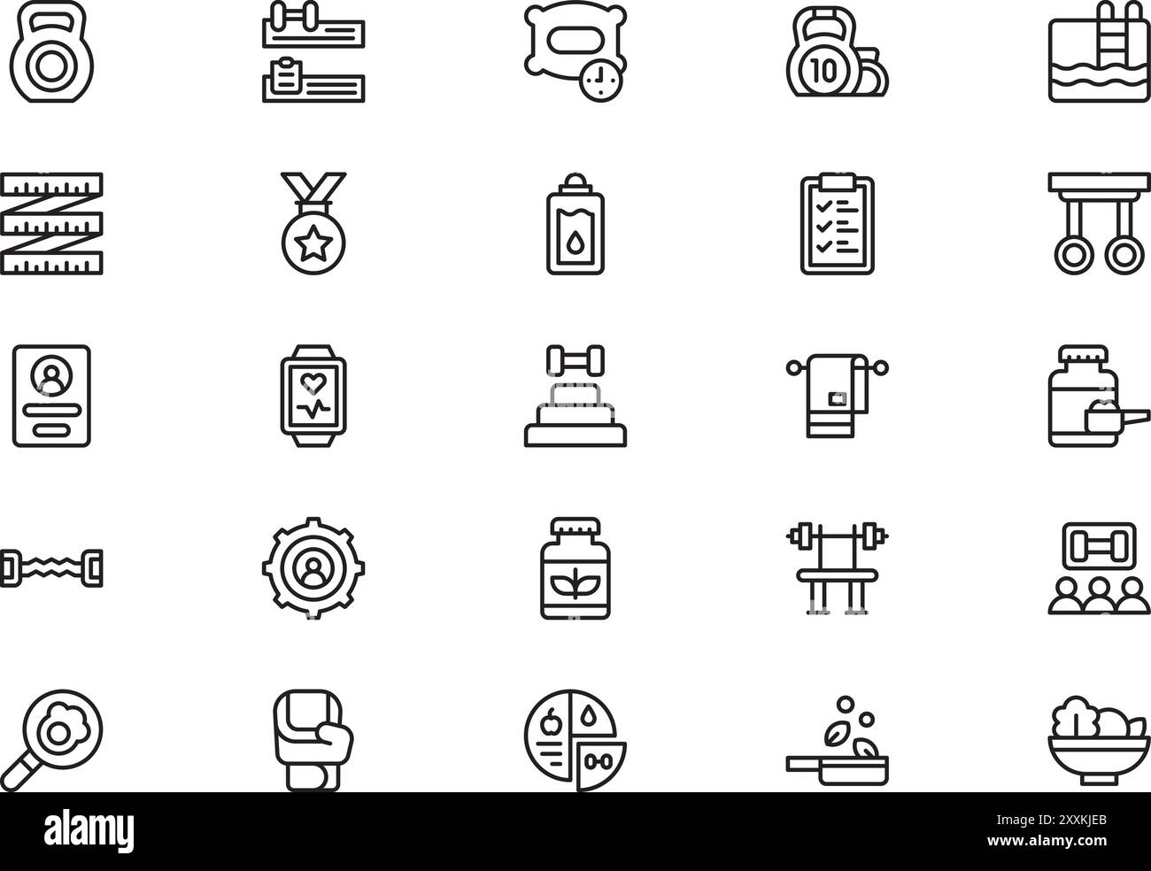 Workout app icons collection is a vector illustration with editable stroke Stock Vector Image ...