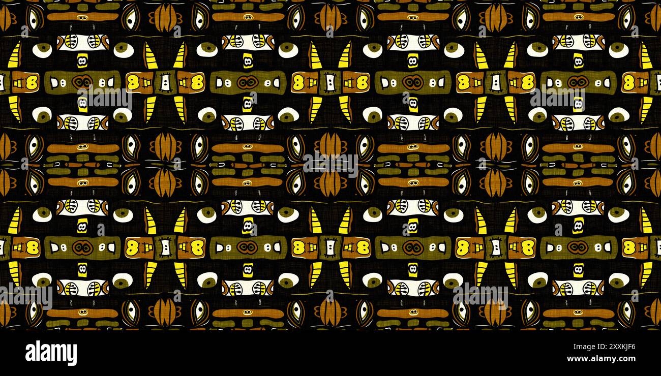Modern tribal shape mud cloth border effect seamless pattern. Stylized ...