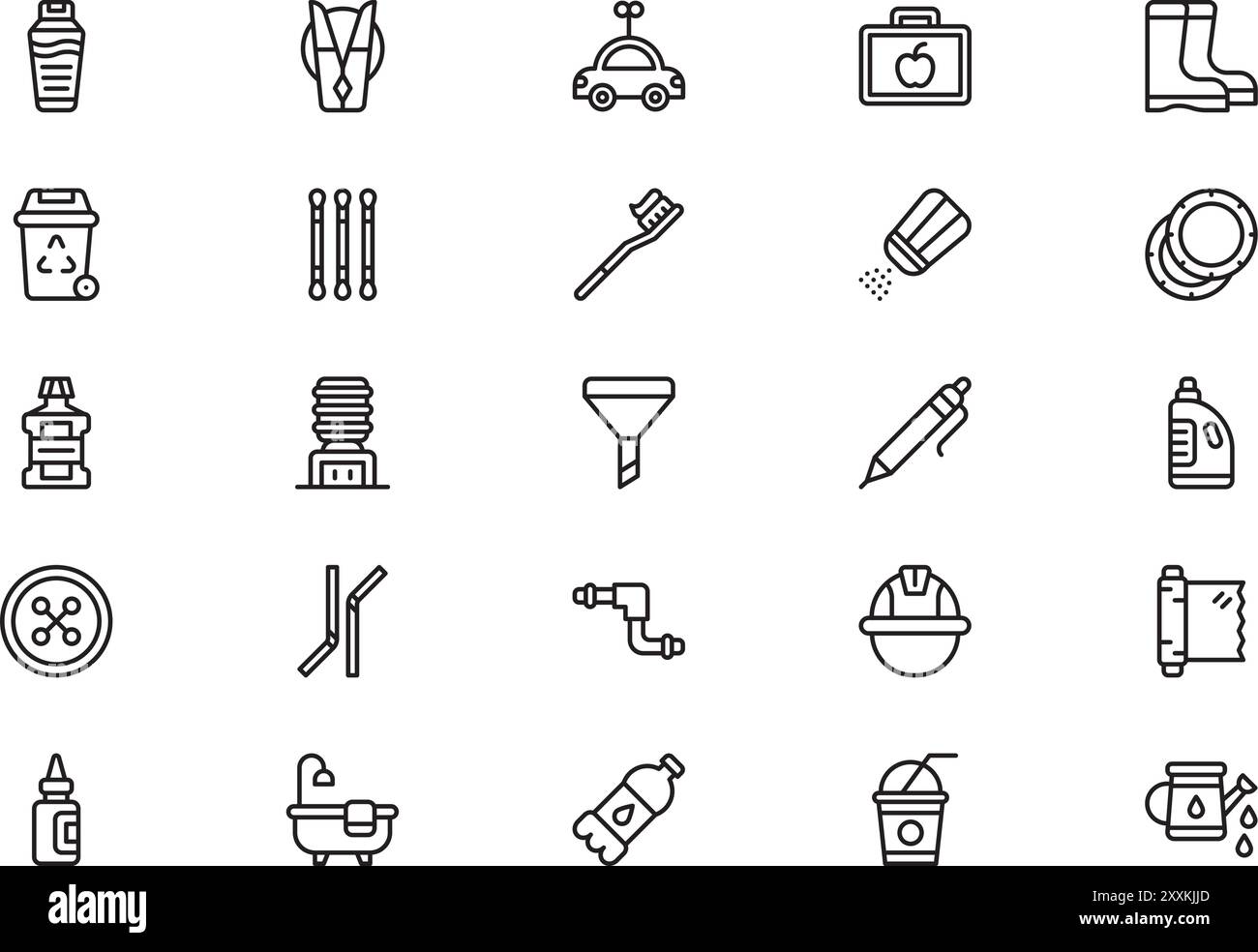 Plastic products icons collection is a vector illustration with editable stroke Stock Vector ...
