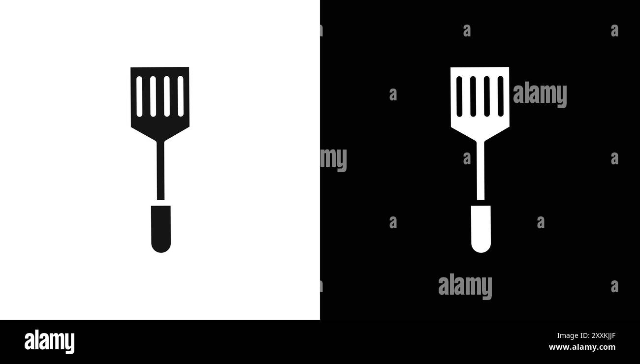 spatula icon logo sign vector outline in black and white color Stock ...