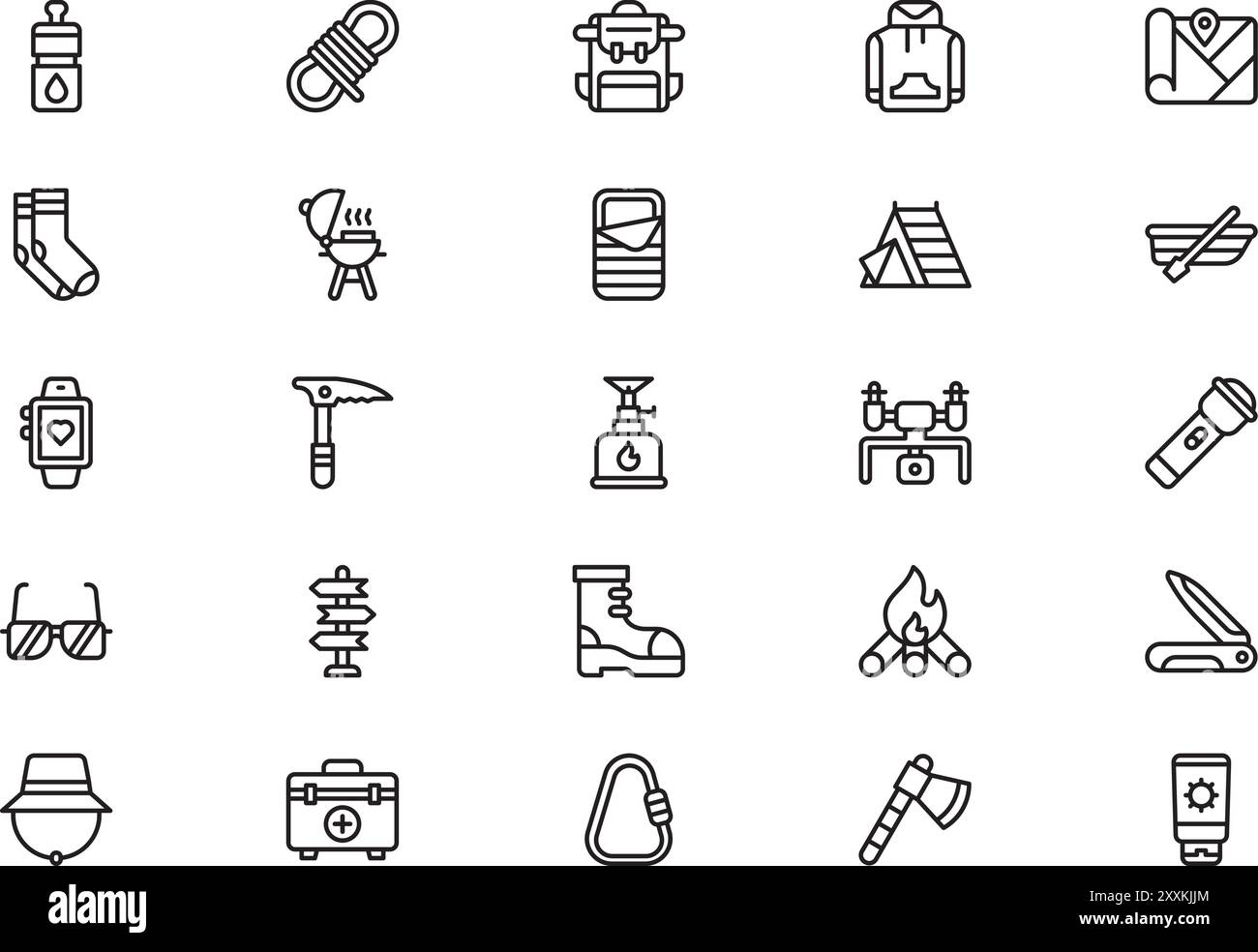 Trekking icons collection is a vector illustration with editable stroke ...