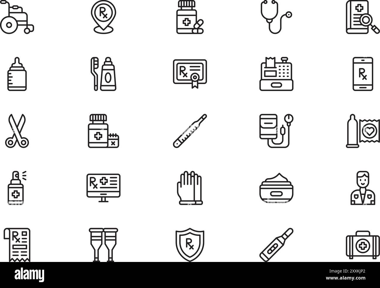 Pharmacy icons collection is a vector illustration with editable stroke ...