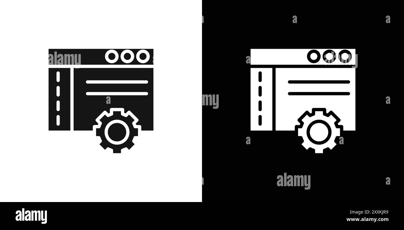 Web development icon logo sign vector outline in black and white color ...
