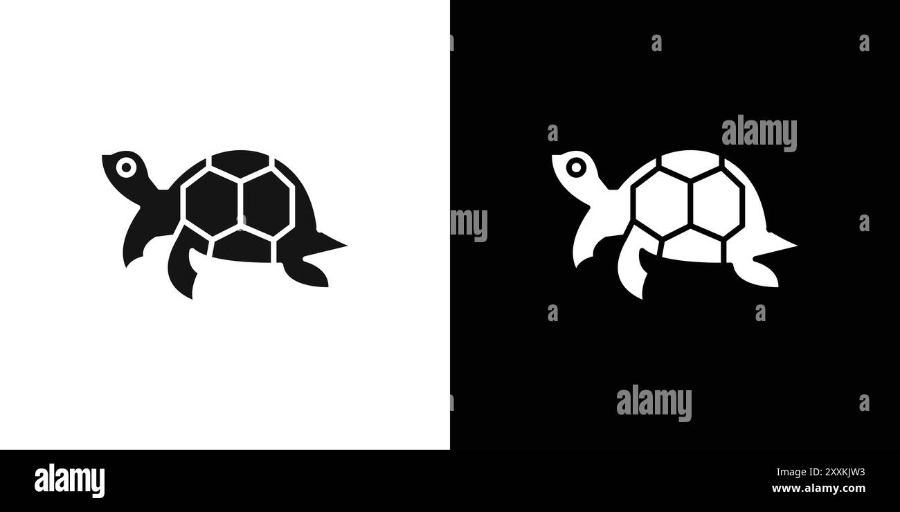 turtle icon logo sign vector outline in black and white color Stock ...
