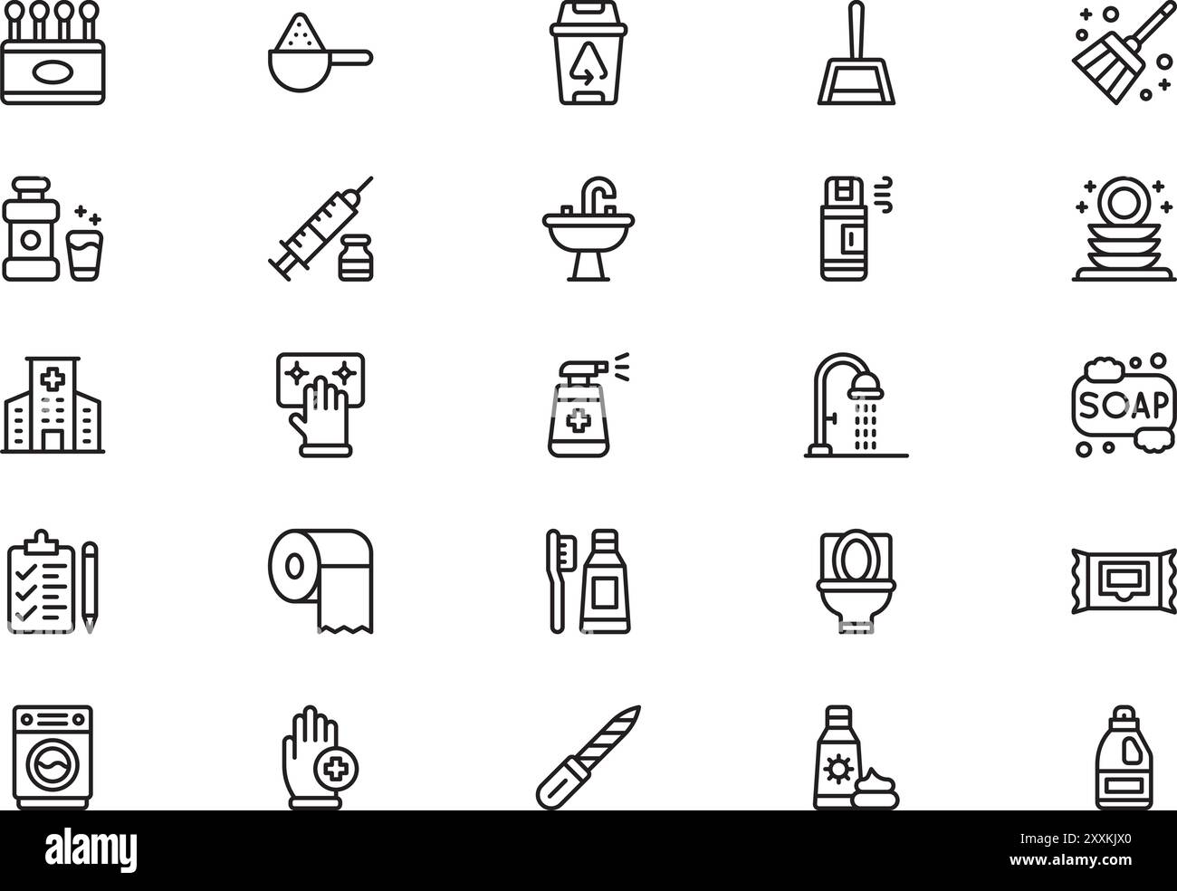 Hygiene and disinfection icons collection is a vector illustration with ...