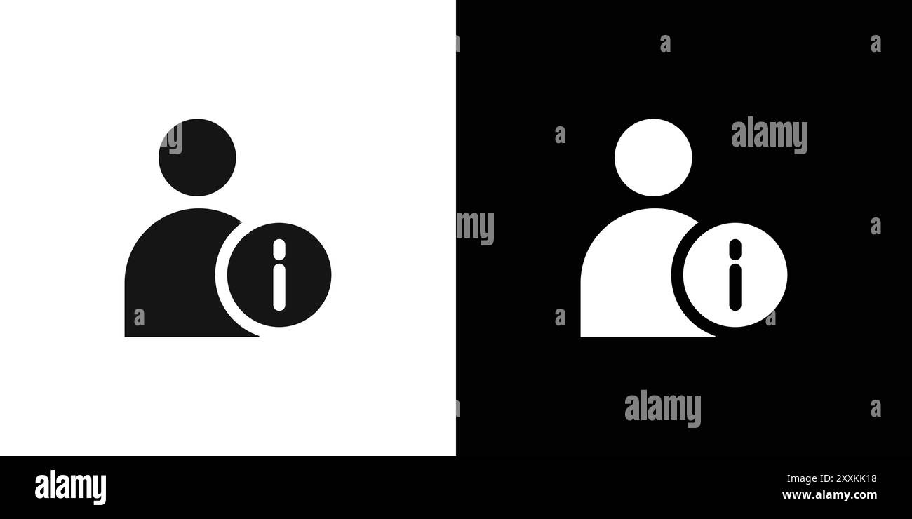 User information icon logo sign vector outline in black and white color ...