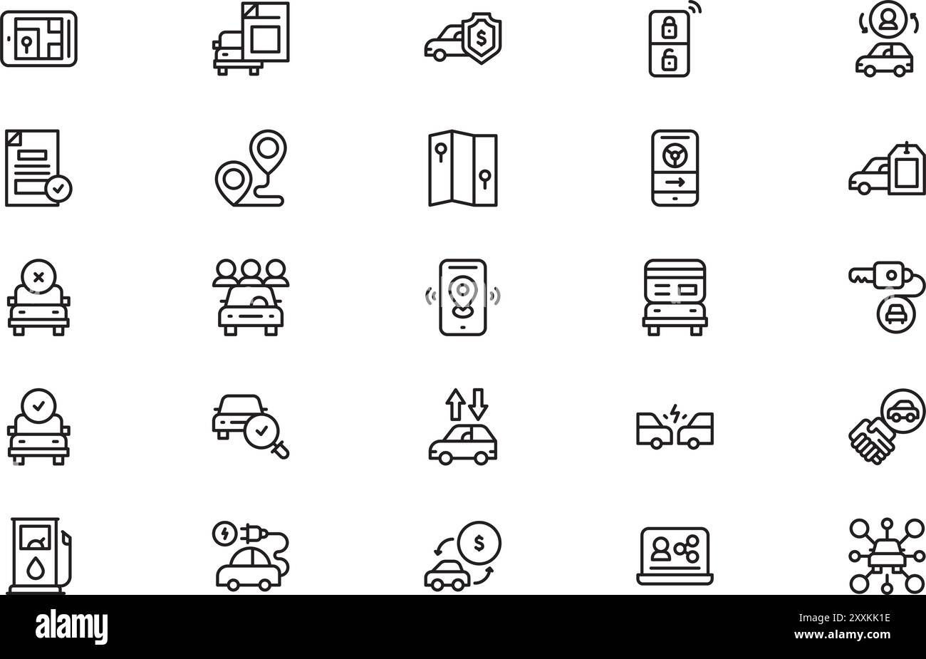 Car sharing icons collection is a vector illustration with editable ...