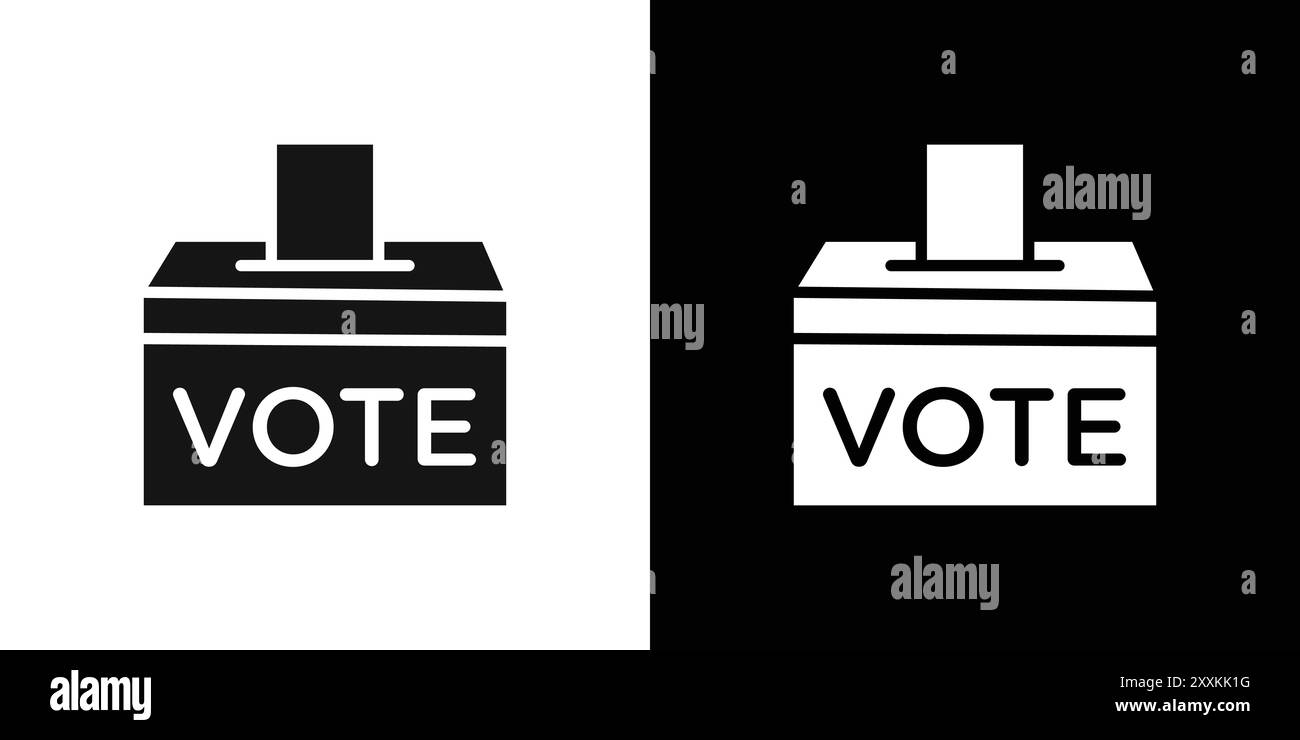 voting ballot box icon logo sign vector outline in black and white ...