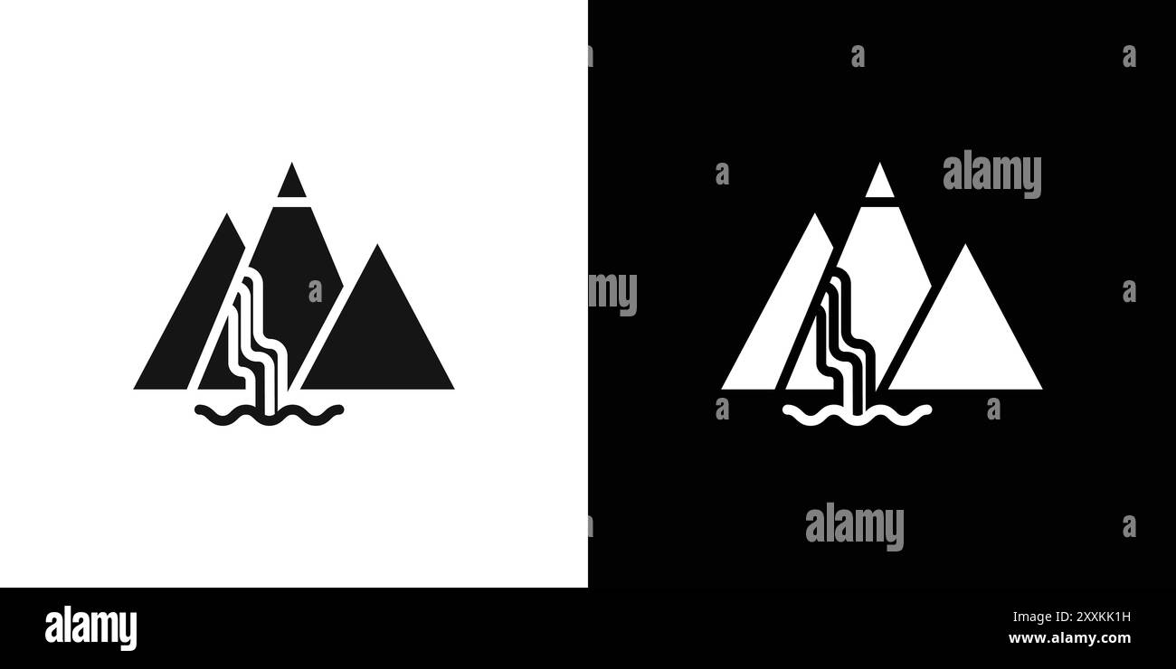 waterfall icon logo sign vector outline in black and white color Stock ...