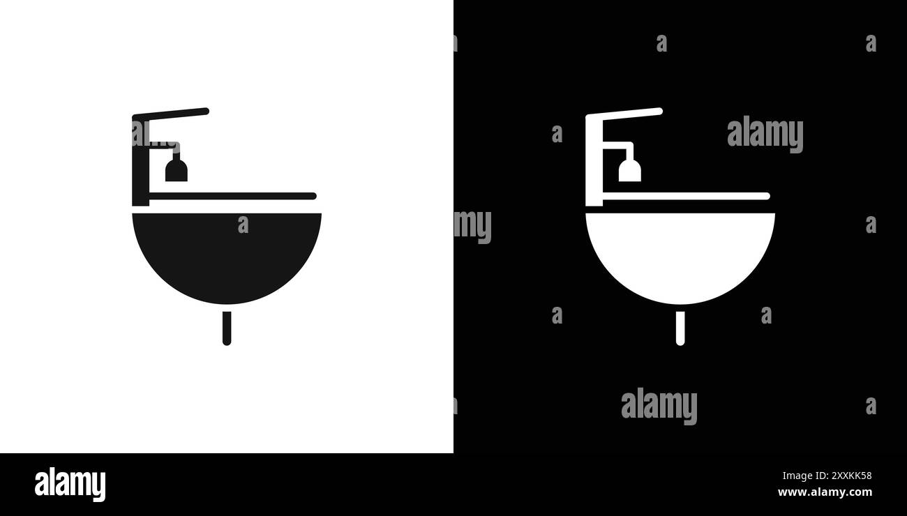 washbasin icon logo sign vector outline in black and white color Stock ...