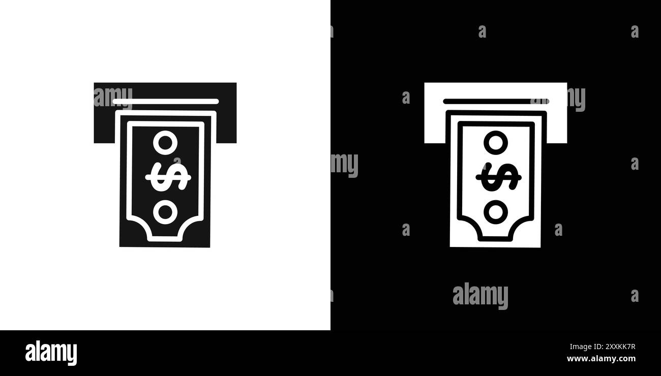 Withdraw Money in ATM icon logo sign vector outline in black and white ...