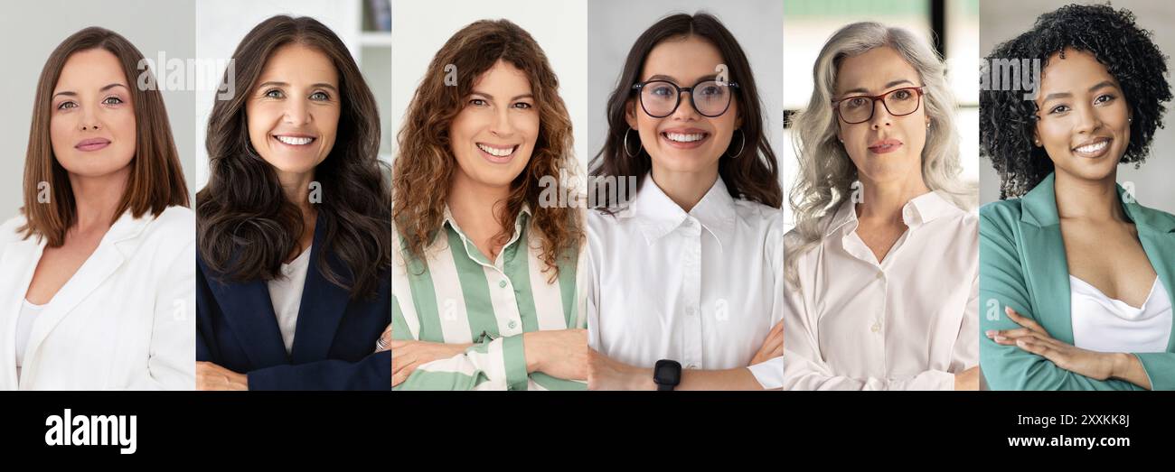 Diverse Group of Confident Women in Professional Attire Posing Indoors ...