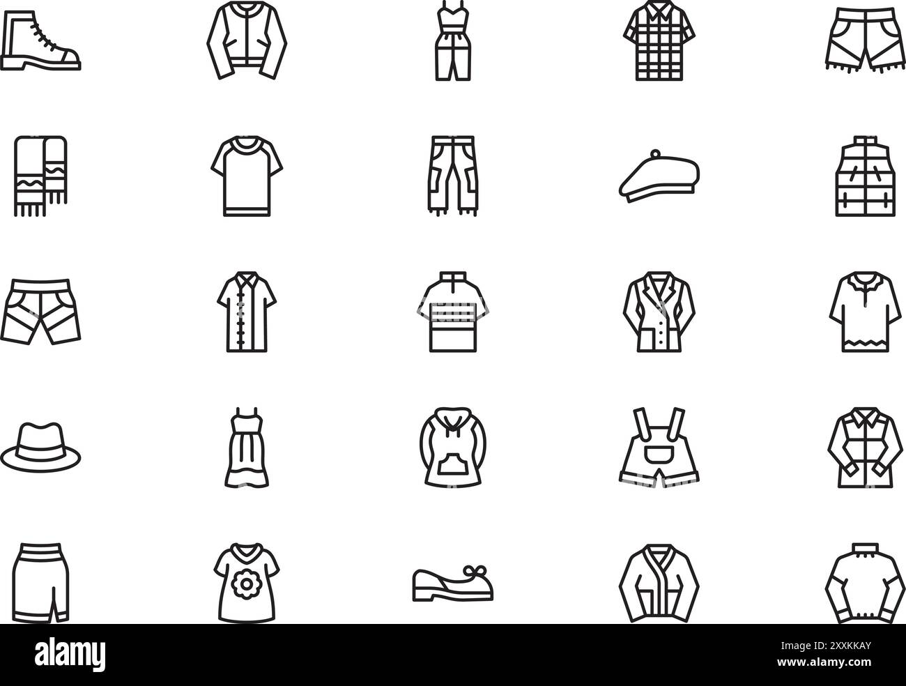 Spring clothes icons collection is a vector illustration with editable ...