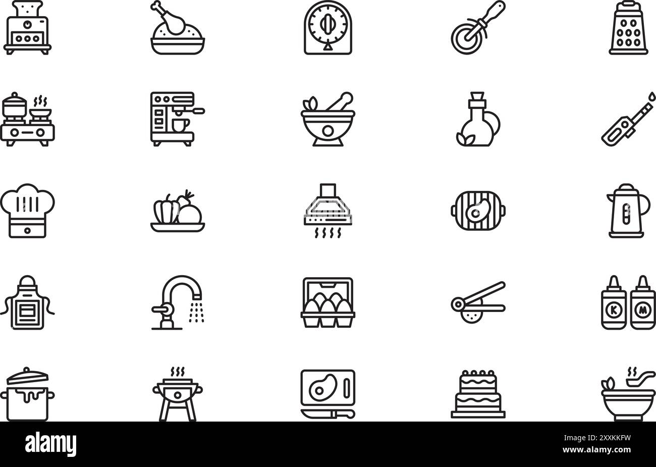 Cooking icons collection is a vector illustration with editable stroke ...