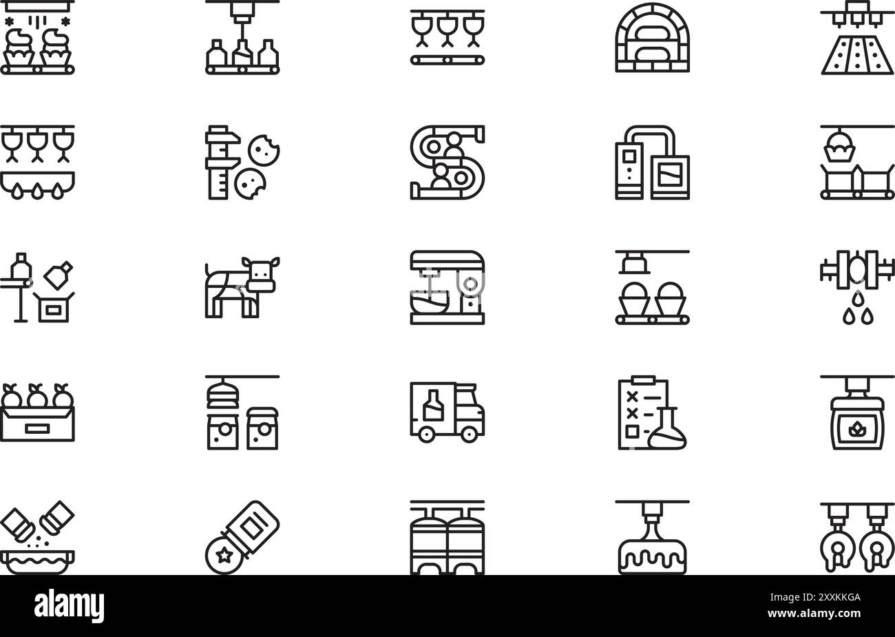 Food processing icons collection is a vector illustration with editable ...