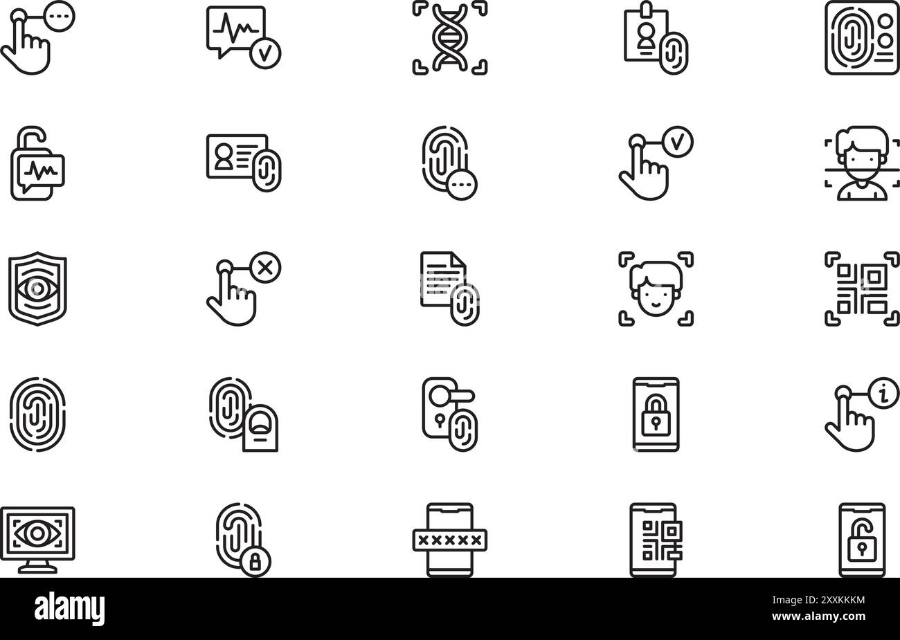 Biometrics icons collection is a vector illustration with editable ...