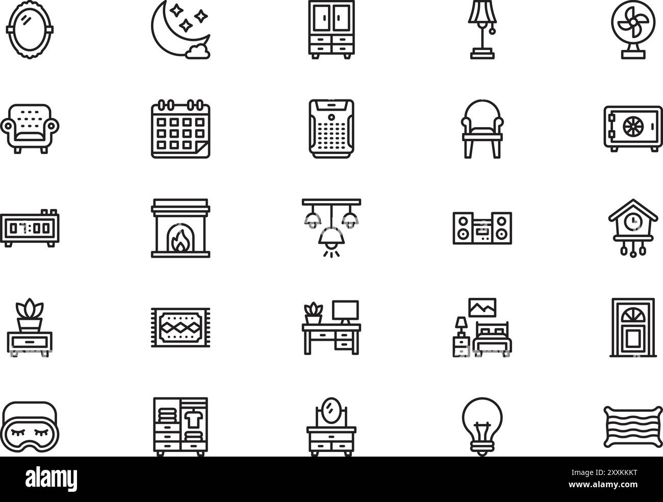 Bedroom icons collection is a vector illustration with editable stroke ...