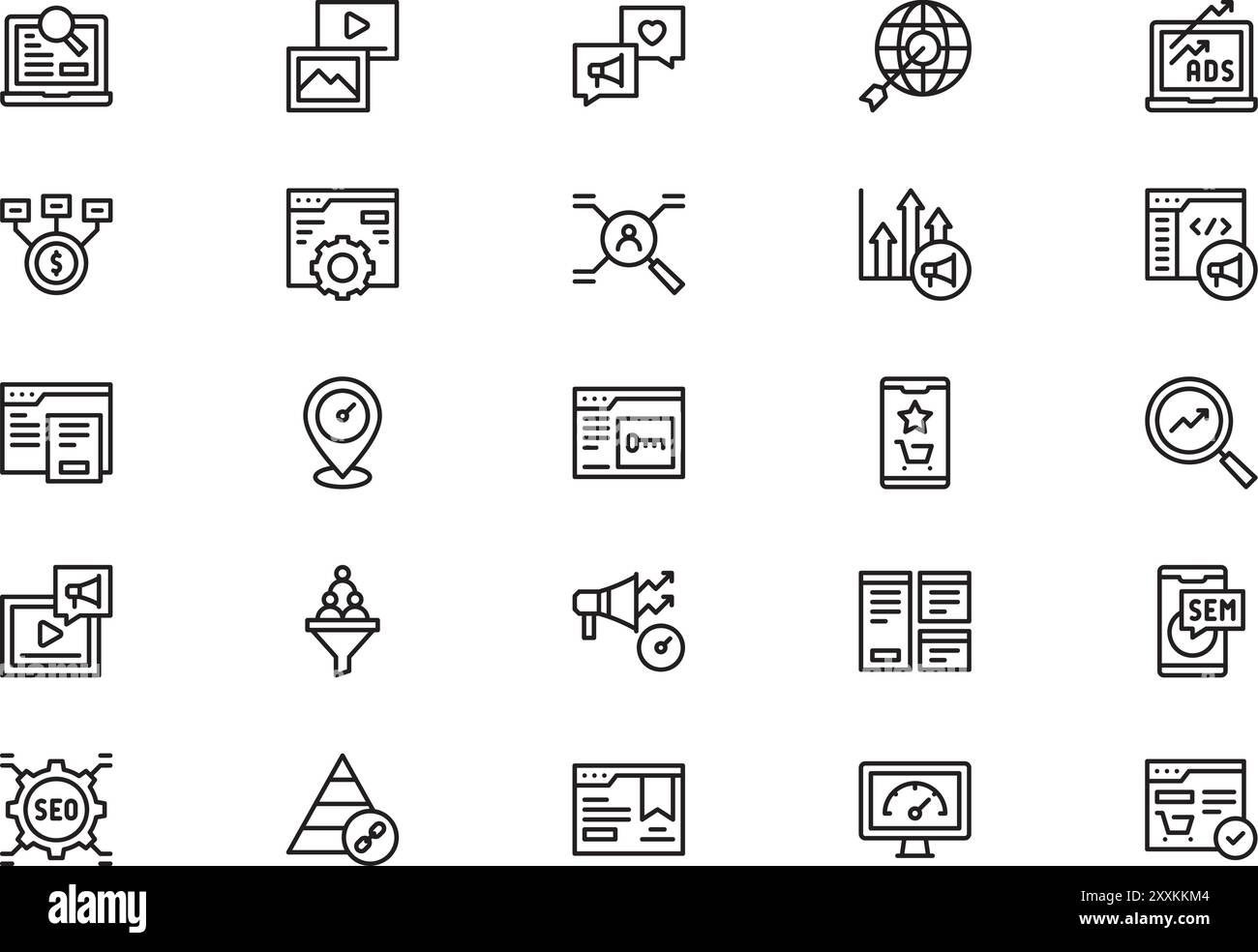 Seo and sem icons collection is a vector illustration with editable ...