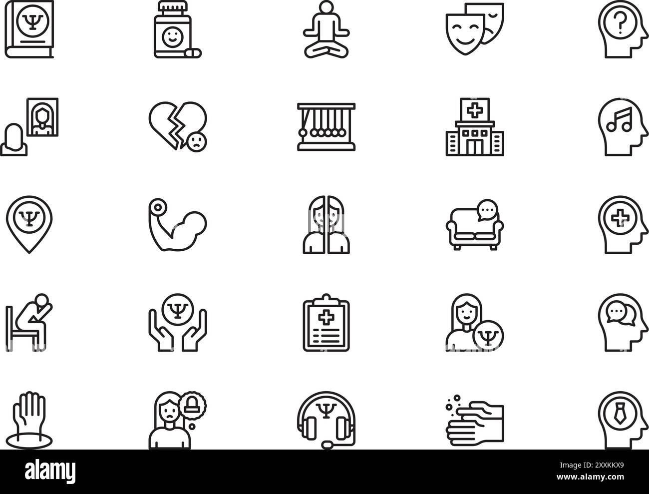 Mental health icons collection is a vector illustration with editable ...