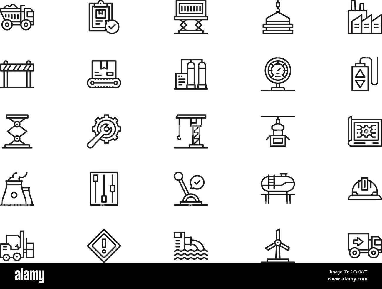 Industrial process icons collection is a vector illustration with ...