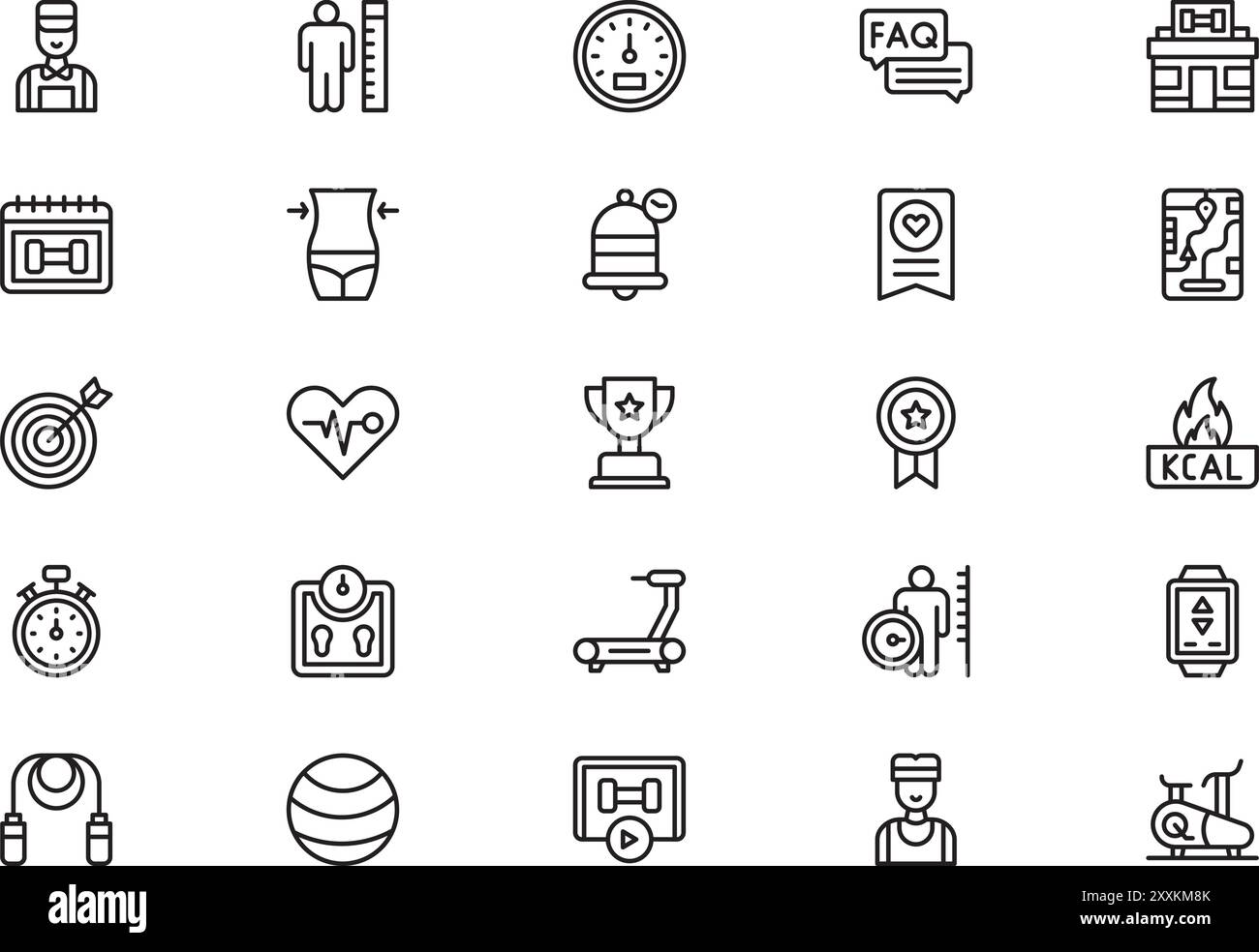 Workout app icons collection is a vector illustration with editable ...