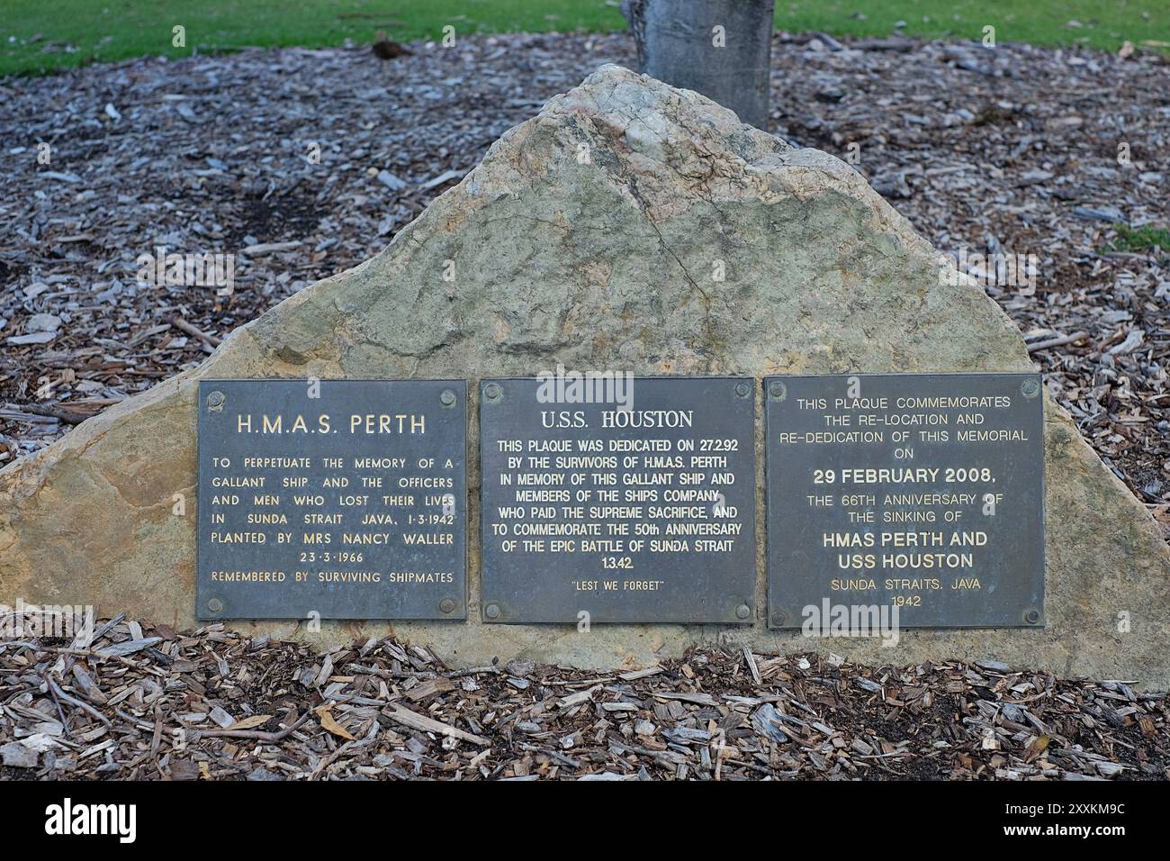 Memorial stone in Kings Park and Botanic Garden, Perth, Western Australia commemorating lost ...