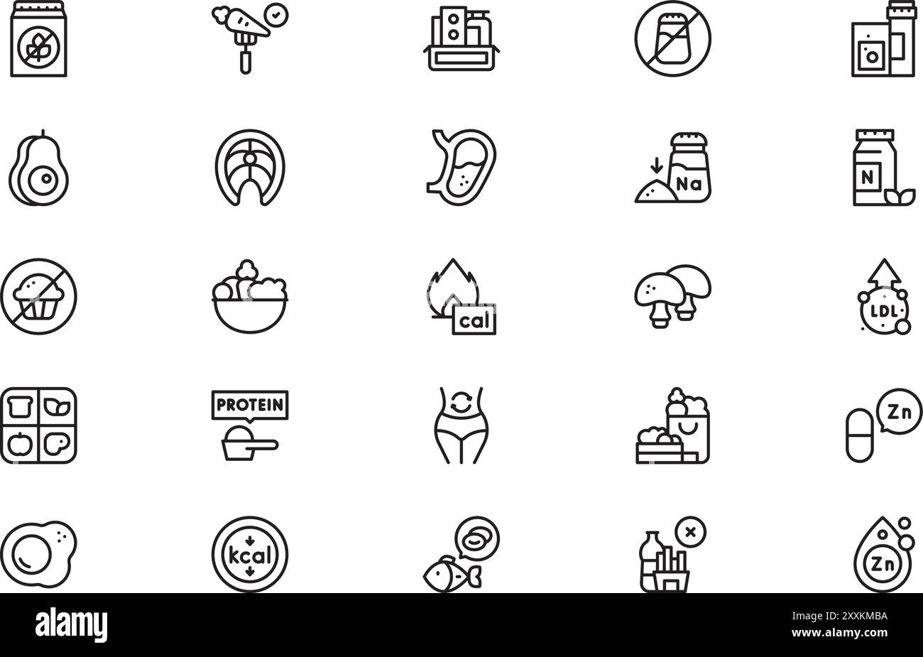 Diet icons collection is a vector illustration with editable stroke ...
