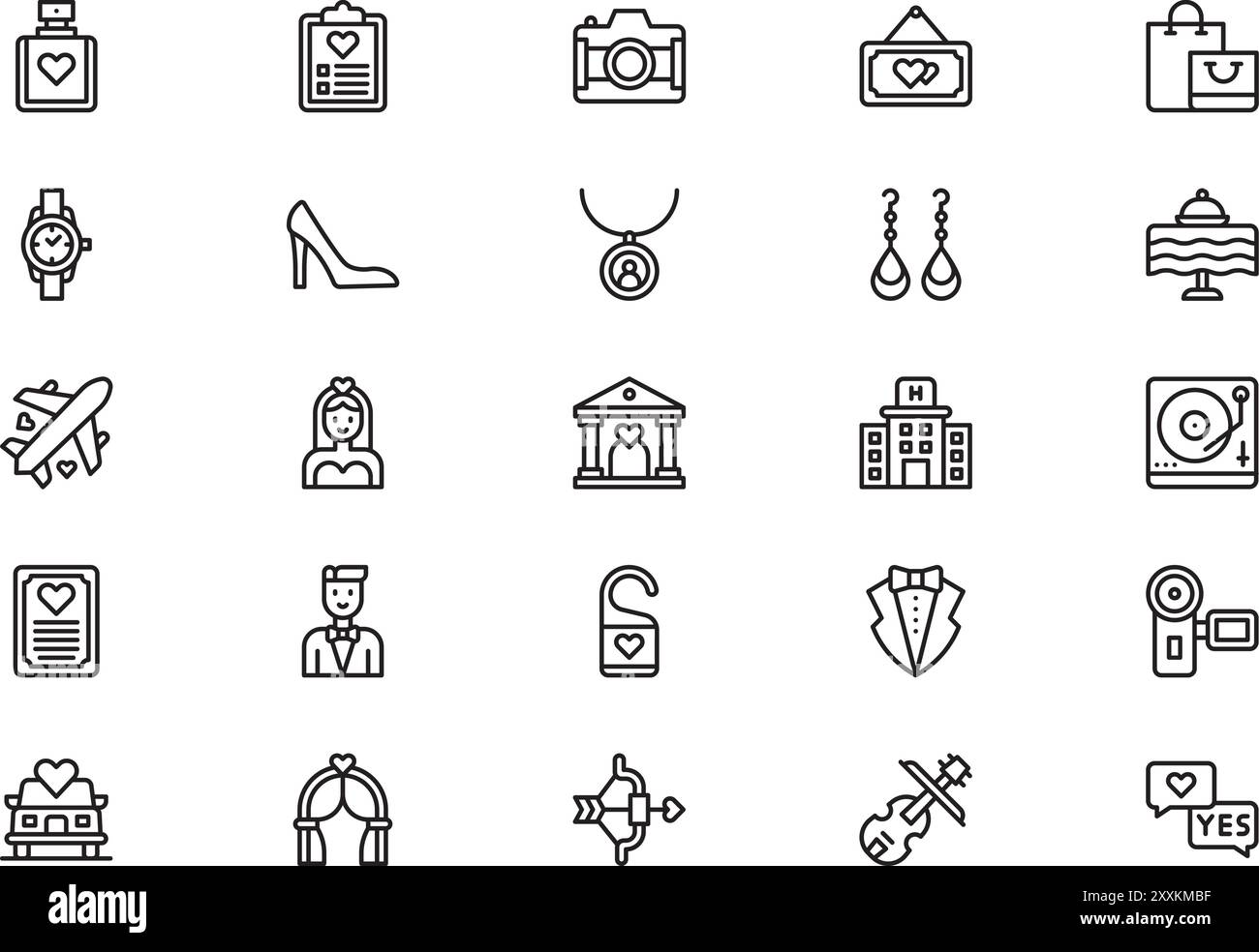 Wedding icons collection is a vector illustration with editable stroke ...